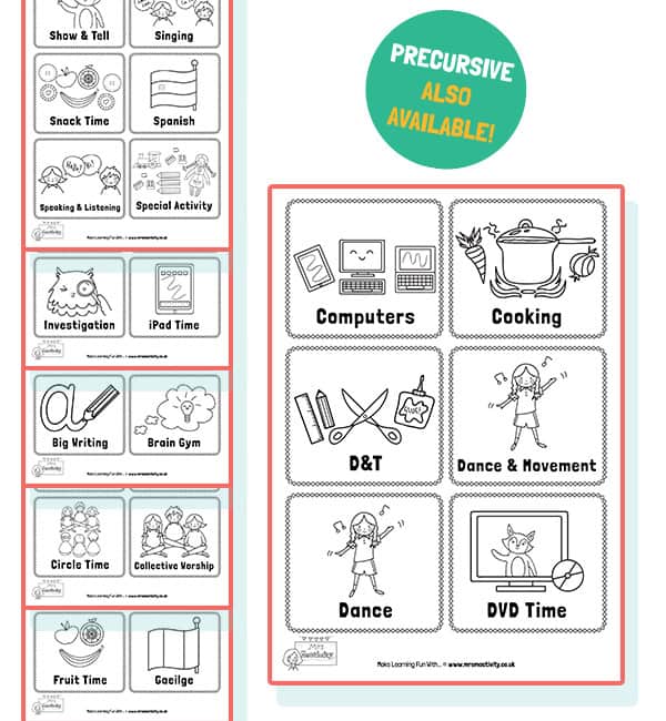 KS1 Visual Timetable - Mrs Mactivity Font - Black/White | Primary ...