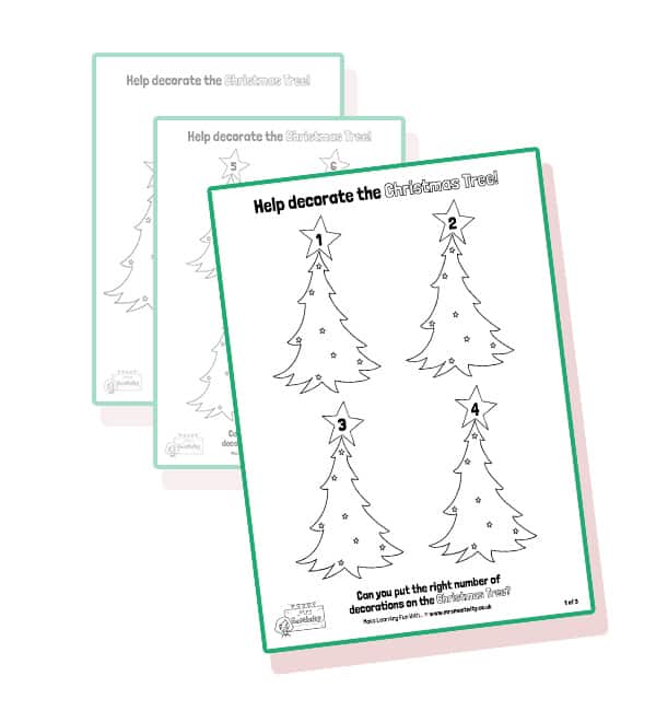 Christmas Tree Counting Activity (4 Per Page) Black And White | Mrs ...
