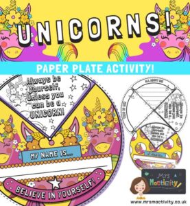 Unicorn Paper Plate Craft - All About Me | Mrs Mactivity