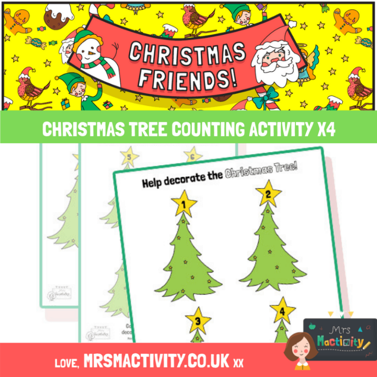 Christmas Tree Counting Activity (4 Per Page) Full Colour | Mrs Mactivity