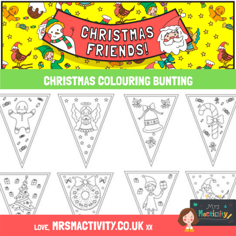 Christmas Colouring Bunting | Mrs Mactivity
