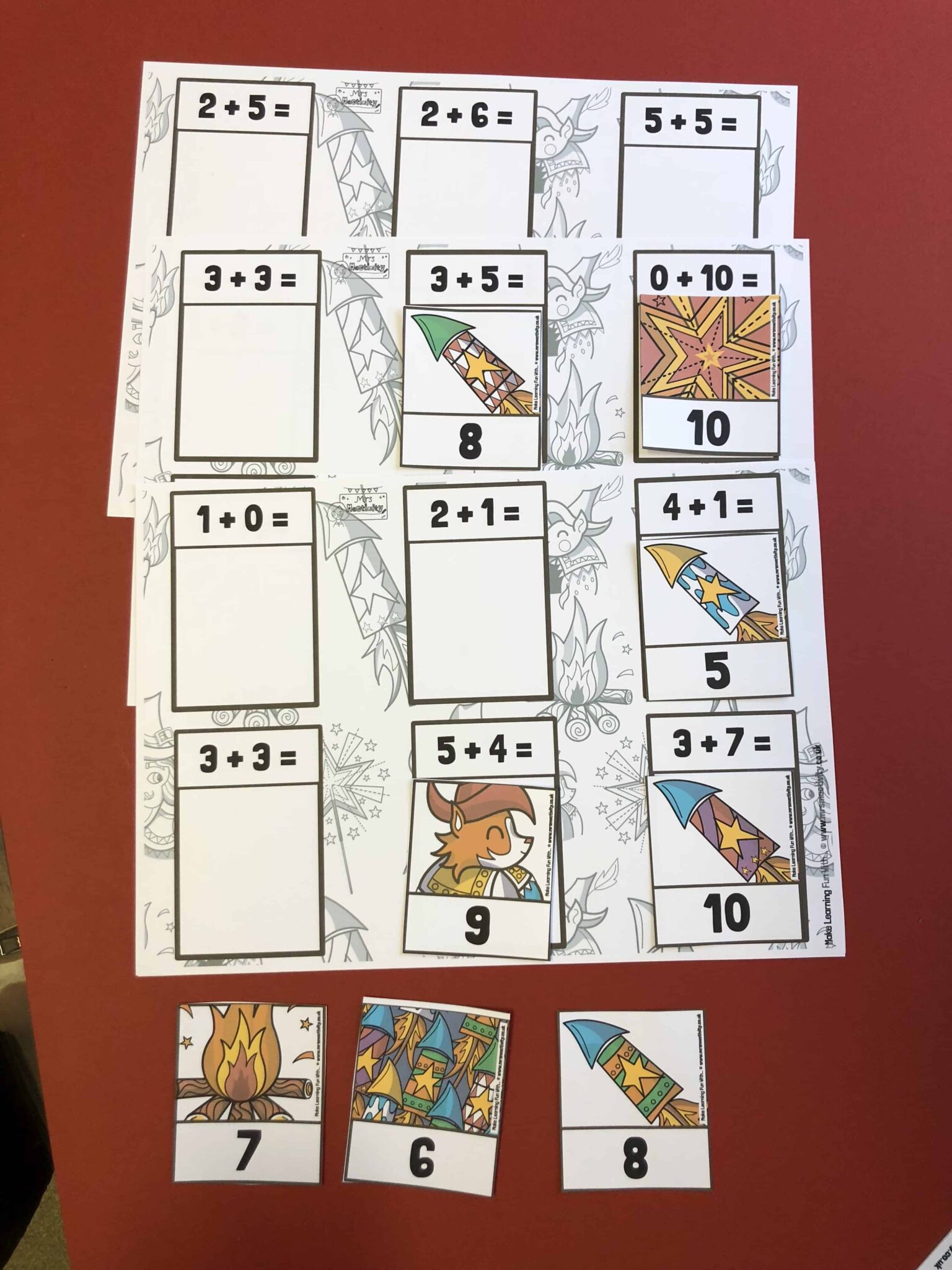 Bonfire Night Addition Within 10 Maths Game | Mrs Mactivity