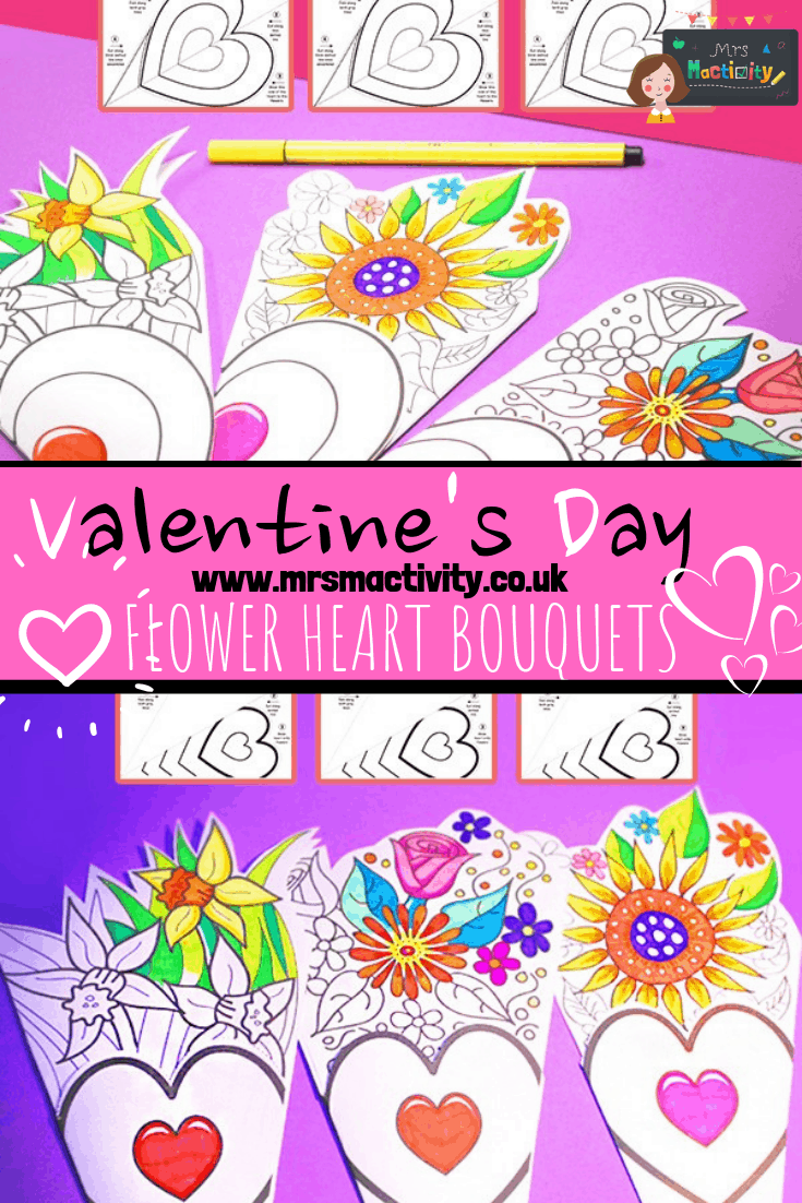Valentine's Day Flower Heart Paper Craft Bundle | Mrs Mactivity