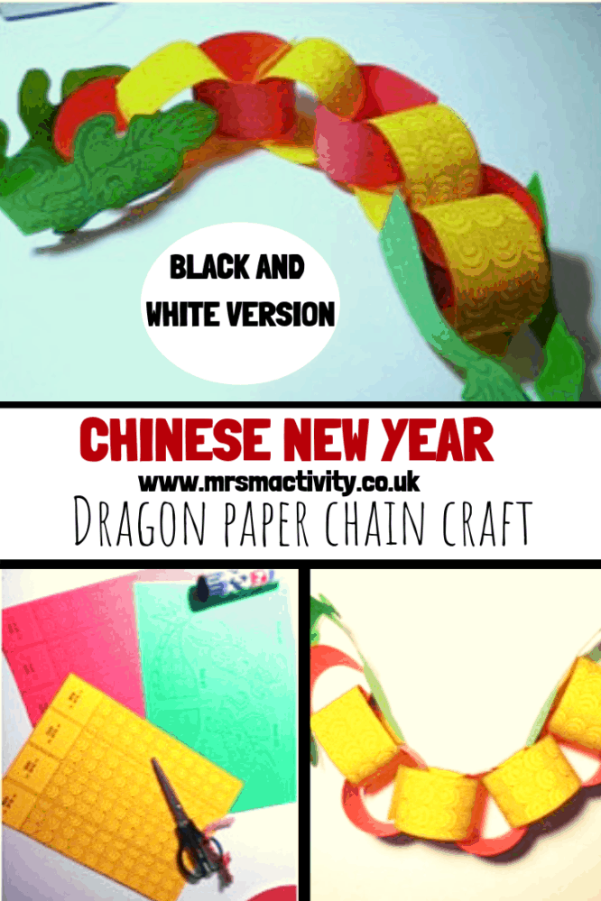 Chinese New Year Dragon Paper Chain Craft - Black/White | Primary ...
