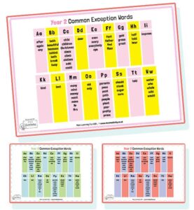 Year 2 Common Exception Word Mat - Colour | Mrs Mactivity