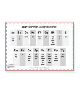 Year 1 Common Exception Word Mat - Black/White | Mrs Mactivity