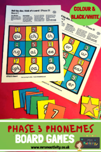 Phonics Phase 3 Phonemes Board Games | Mrs Mactivity