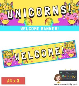 Unicorn Welcome Display Banner | Mrs Mactivity