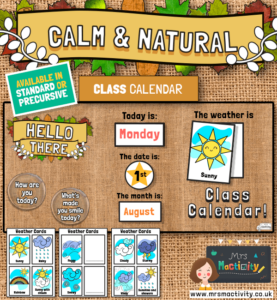 Calm And Natural Class Calendar Display Pack | Natural Display Resources