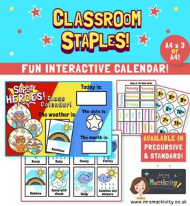 Superheroes Calendar And Weather Chart | Mrs Mactivity