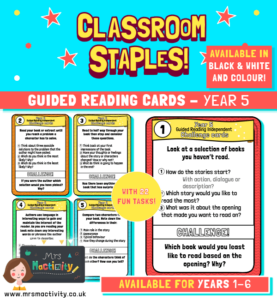 Year 5 Guided Reading Challenge Task Cards | Mrs Mactivity