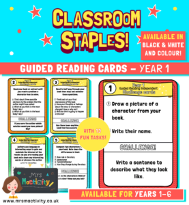 Year 1 Guided Reading Challenge Task Cards | Mrs Mactivity