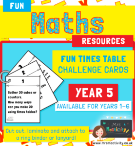Year 5 Times Table Challenge Cards | Mrs Mactivity
