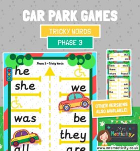 Phase 3 Tricky Words Car Park Game | Mrs Mactivity