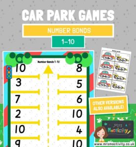 Number Bonds Within 10 Car Park Game | Mrs Mactivity