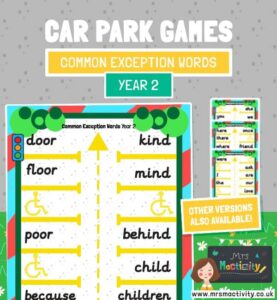 Year 2 Common Exception Word Car Park Game | Mrs Mactivity