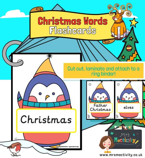Penguin Christmas Word Flashcard | EYFS & KS1 Christmas Vocabulary
