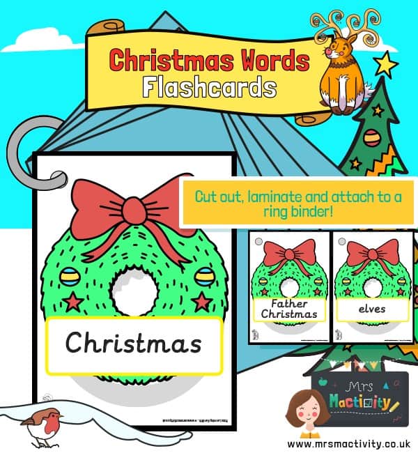 Christmas Words On Wreaths | Mrs Mactivity