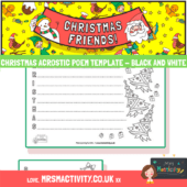 Christmas Acrostic Poem Templates - Black And White | Primary Teaching ...