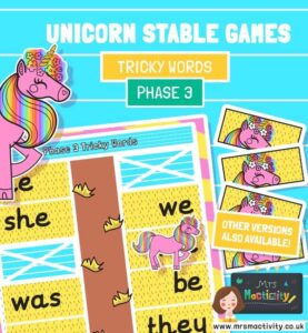 Phase 3 Tricky Words Game Unicorn Stabling | Phonics
