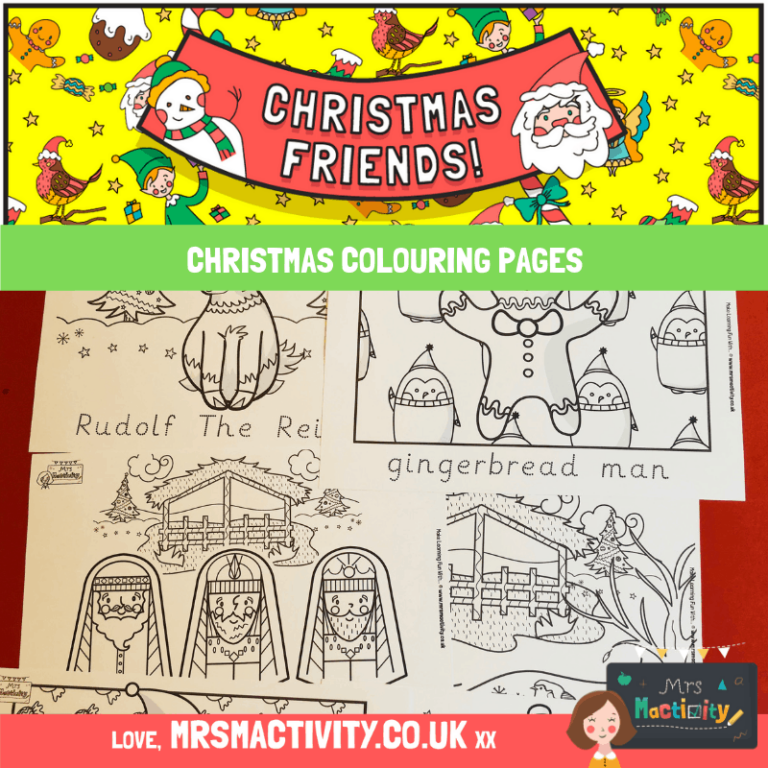 Christmas Colouring Pages With Word Trace | Mrs Mactivity