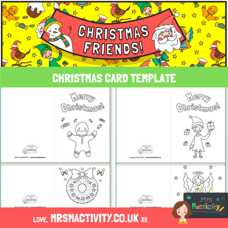 Christmas Card Templates - Colouring Version | Mrs Mactivity