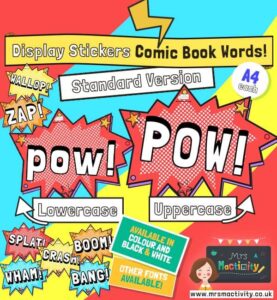 Comic Book Words Display Cut-Outs - Standard Font | Mrs Mactivity