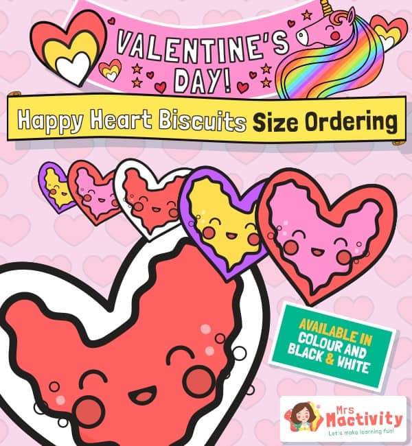Valentine's Day Hearts Size Ordering Activity | Mrs Mactivity