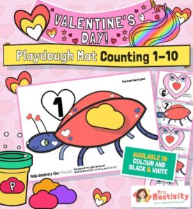 Valentine's Day Playdough Counting Mats | Mrs Mactivity