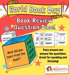World Book Day Book Review Question Dice | Mrs Mactivity