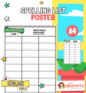 Spelling List Words Poster | Mrs Mactivity