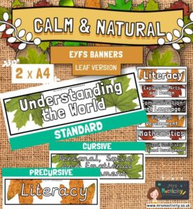 Calm And Natural EYFS Areas Of Learning Banners - Leaves | Hessian ...