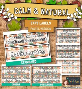 Calm And Natural EYFS Areas Of Learning Labels - Pastel | Hessian Style ...