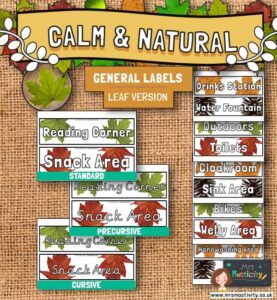 Calm And Natural Classroom Labels - Leaves | Hessian Style Classroom ...