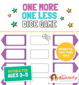 One More One Less Dice Game | Mrs Mactivity