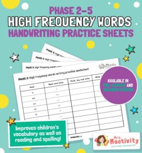 High Frequency Words Handwriting Practice Sheets Phase 2–5 | EYFS & KS1