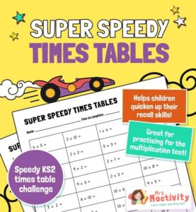 Super Speedy KS2 Times Table Practice Worksheet | KS2 Times Table Resources