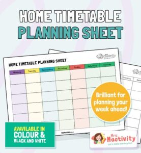 Home Learning Weekly Timetable Planner | Mrs Mactivity
