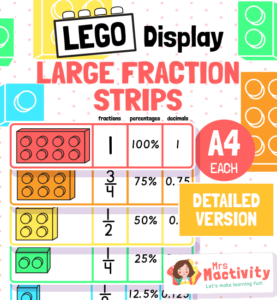 Lego Display Fraction Strips With Percentages And Decimals | Mrs Mactivity
