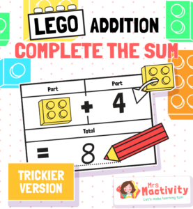 Lego Addition Complete The Sum Challenge Cards - Trickier Version | Mrs ...