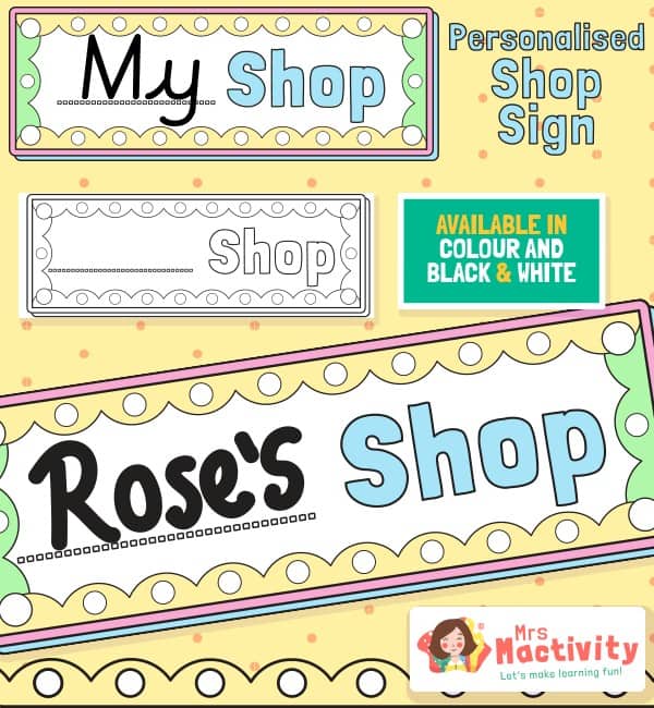 Shop Role-Play Shop Name Sign | Mrs Mactivity