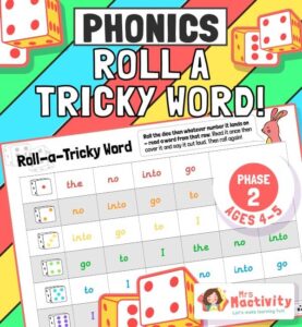 Phase 2 Roll A Tricky Word Activity Dice Game | Phonics