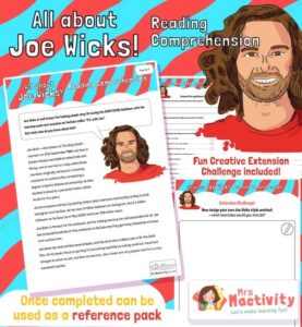 KS2 Joe Wicks Reading Comprehension | Mrs Mactivity