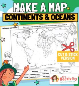 World Map Continents And Oceans Labelling Activity | Mrs Mactivity
