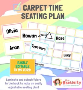 Classroom Essentials Editable Carpet Time Seating Plan | Mrs Mactivity