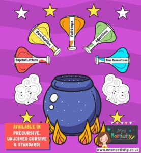 Ingredients For Writing Potion And Cauldron Display | Mrs Mactivity