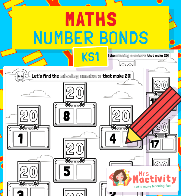 Number Bonds To 20 Missing Number Worksheet Primary Teaching Resources