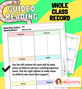 Whole Class Guided Reading Record Sheet | Mrs Mactivity