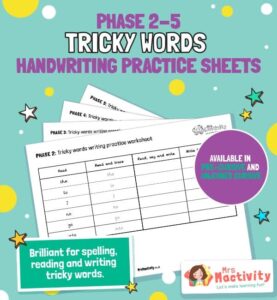 Tricky Words Words Handwriting Practice Sheets - Phase 2-5 | Tricky ...