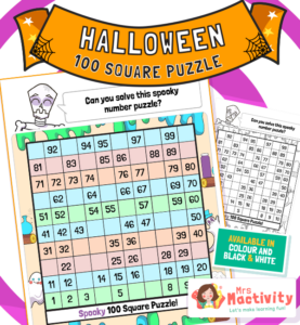 KS1 Halloween Maths 100 Square Puzzle | Mrs Mactivity